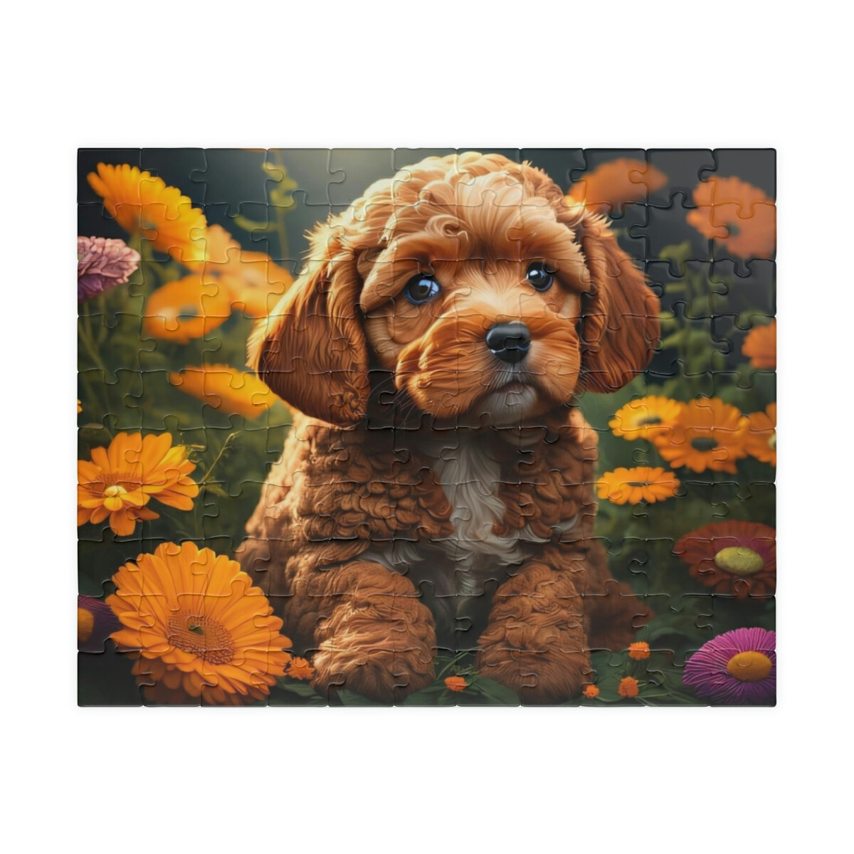 Cockapoo Puppy in Flowers Flower Garden Jigsaw Puzzle 110 Pieces 10X8 ...