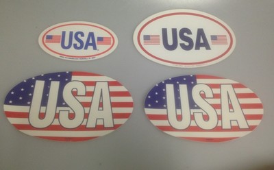4 USA Stickers / Oval Decals / Euro Style Stickers, | eBay