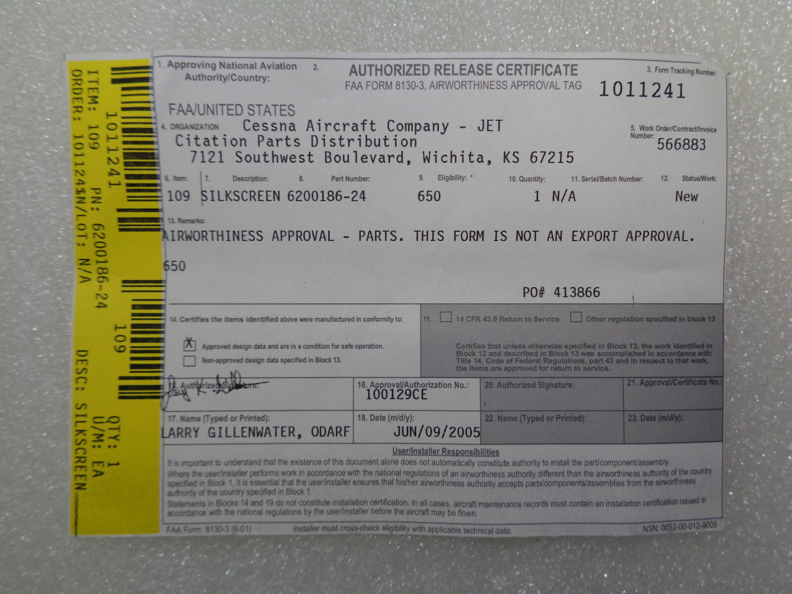 CESSNA CITATION AIRCRAFT "REFUEL SHUTOFF VALVE" PLACARD DECAL 6200186 ...