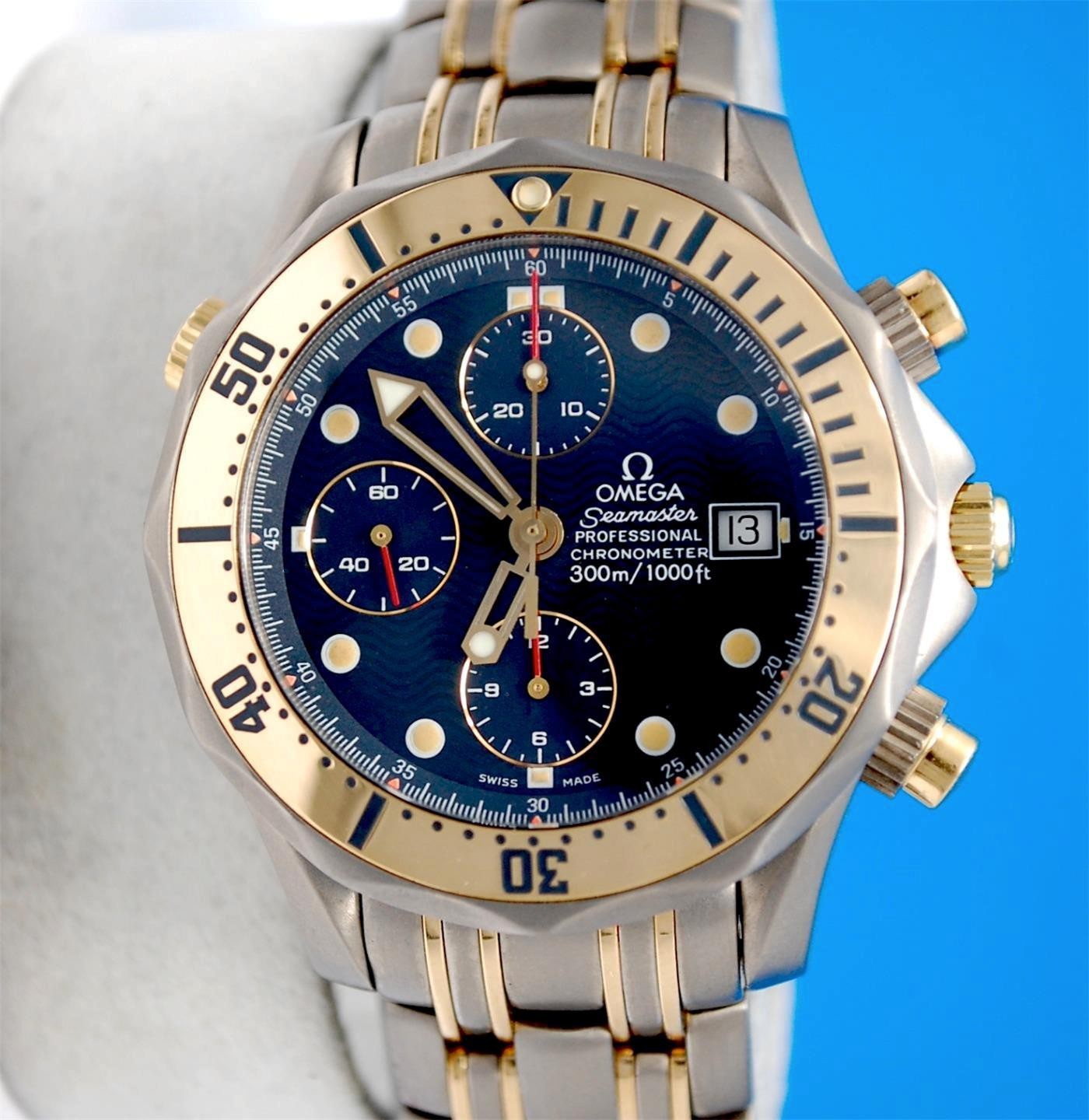 Mens Omega Seamaster 18K Gold & Titanium Chronograph … - Gem