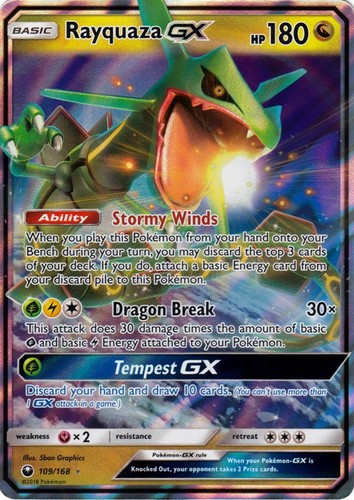 Moderately Played Rayquaza GX - 109/168 - Ultra Rare Pokemon Celestial ...