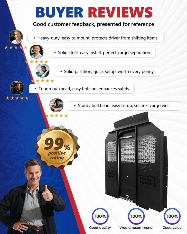 Van Safety Partition Bulkhead for Ford Transit High Roof w/ Mesh & Dog ...