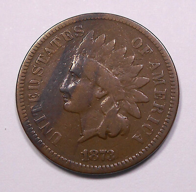United States 1873 OPEN 3 Indian Head Small Cent VG Scarce Date KEY U.S ...