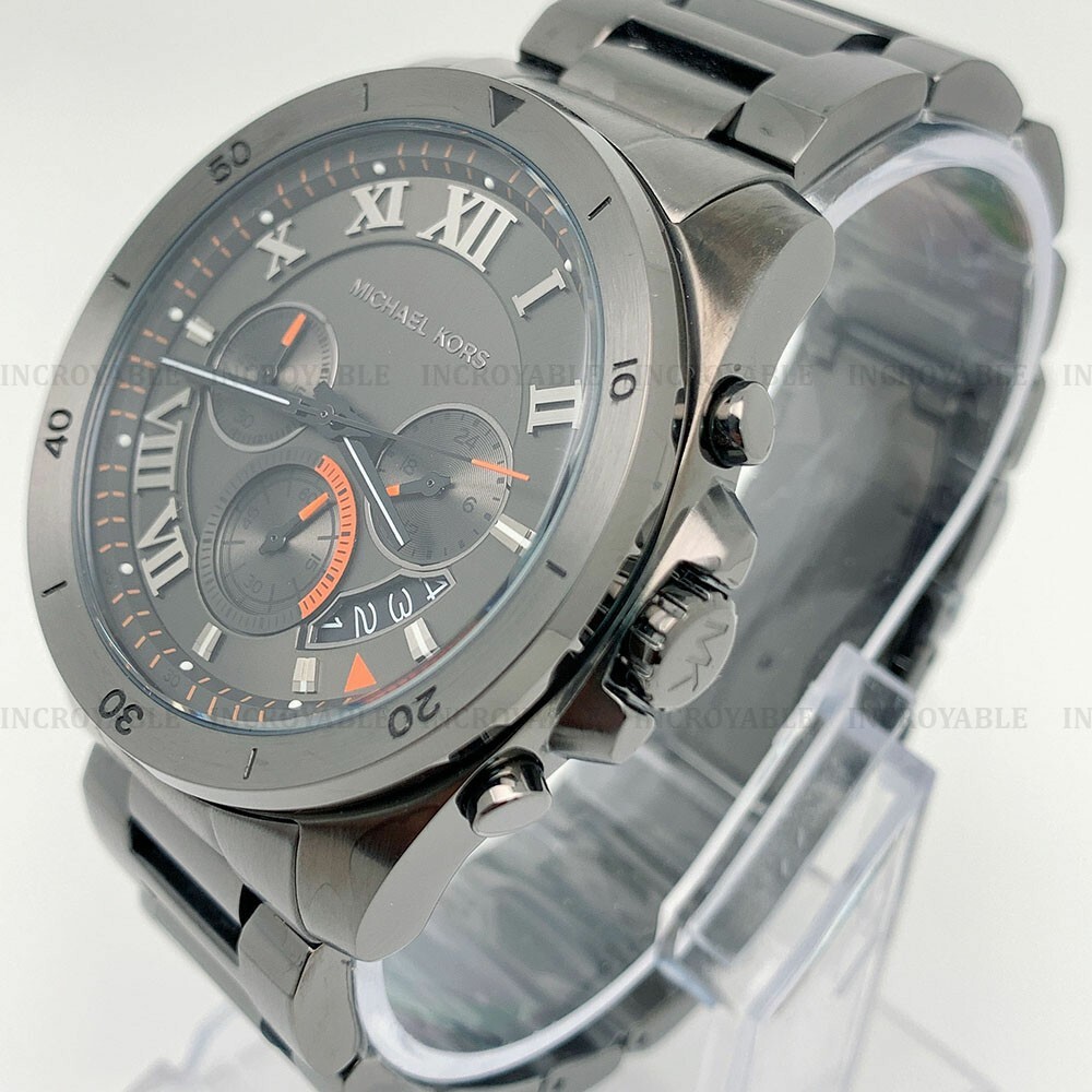 Michael Kors MK8465 Brecken Gris Acier Inoxydable Chronographe Montre ...