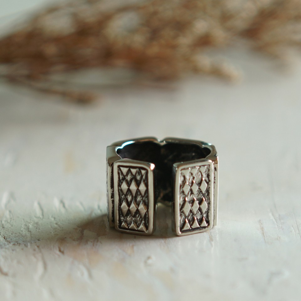 Ace Card Ring men sterling silver 925 Biker Viking gothic cowboy lucky ...