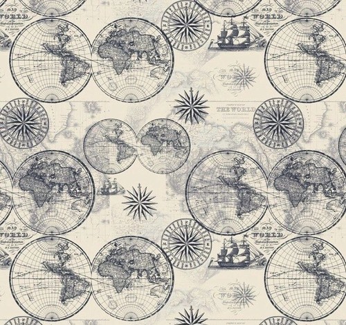 Nautical Map Fabric, Old World Map Fabric, DATCA-3135-8C-2 (1 Yd. (36 ...