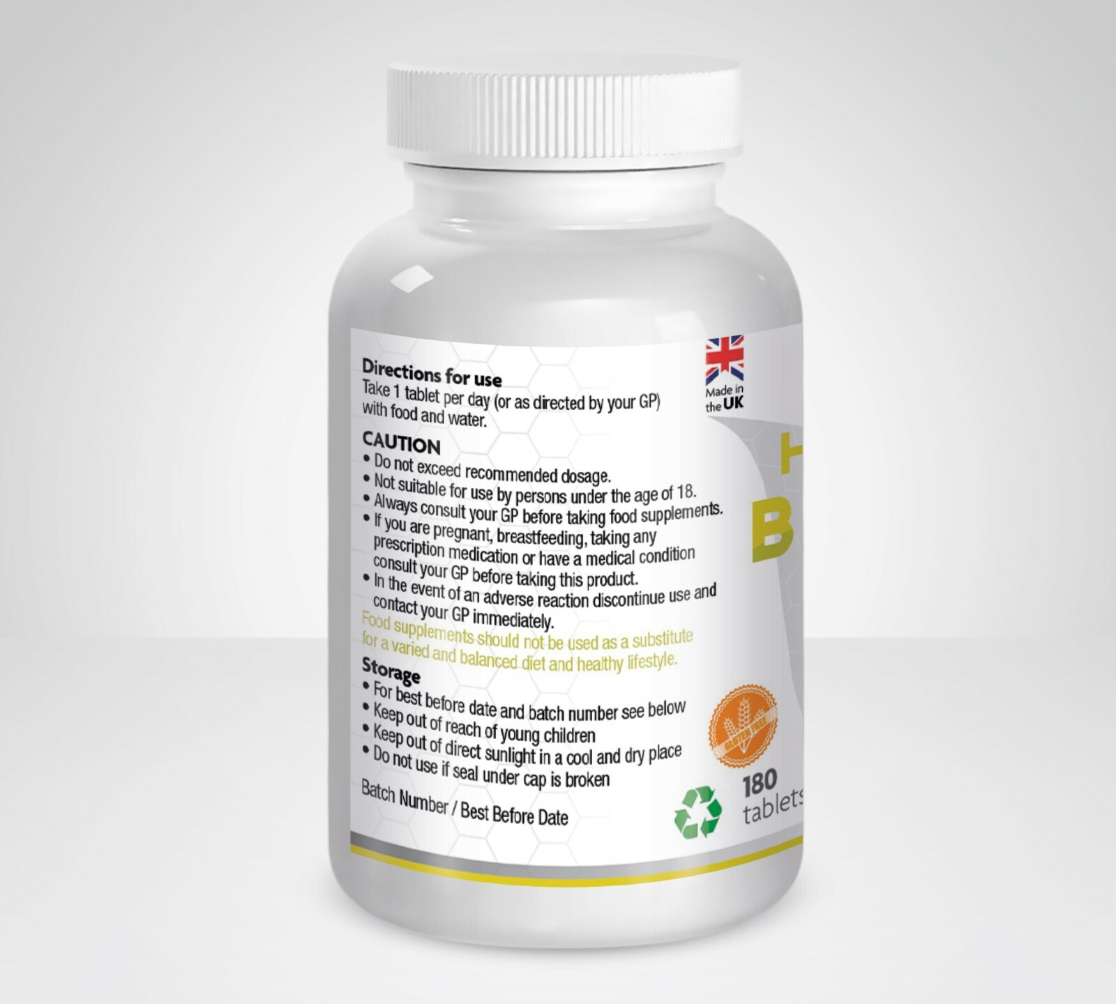 Vitamin B Complex 180 Tablets B1 B2 B3 B5 B6 B12 Folic Acid D Biotin