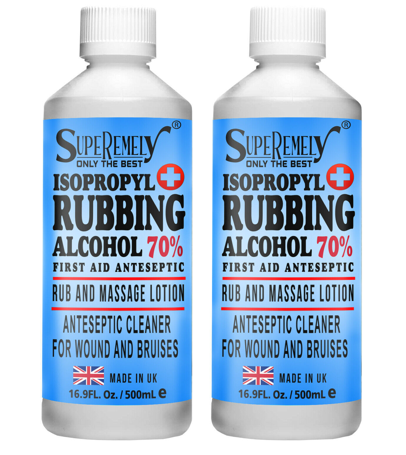 2Pcs X Rubbing Alcohol 70% First Aid Antiseptic 500ml Isopropanol Pure ...