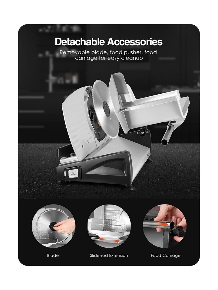 Meat Slicer 200W Electric Deli Food Slicer with 2 Removable 7.5 ...