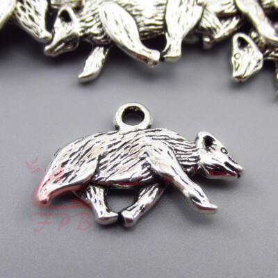 Badger Charms - 10/20/50 Animal Antiqued Silver Plated 21mm Pendants ...