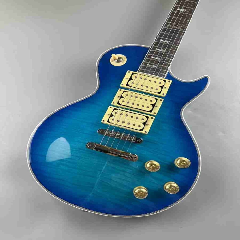 Ace Frehley Blue Flame Maple Electric Guitar Lightning Inlay Mirror ...
