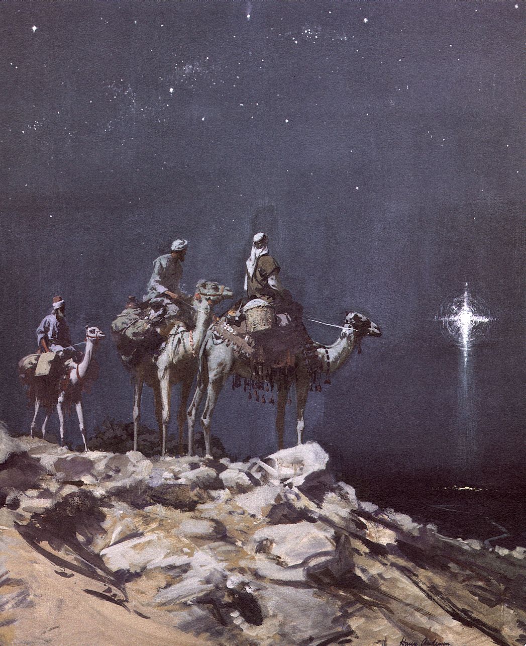 Harry Anderson THREE WISE MEN 8x10 Vintage Mounted Bible Nativity Art ...
