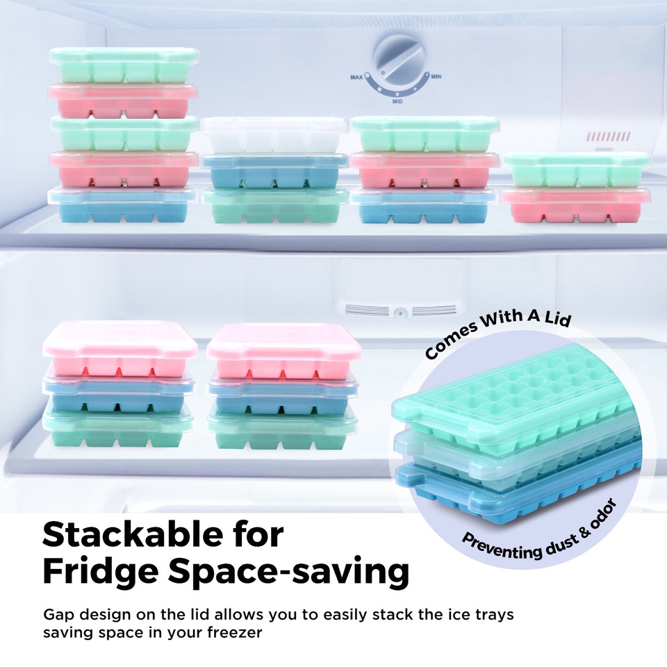 HUMBEE, Soft Silicone Ice cube Tray with PP Lid, BPA free 24 or 36 ...