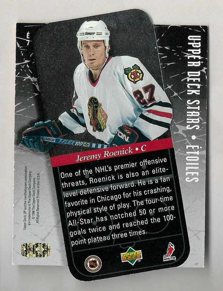 JEREMY ROENICK 1996 UPPER DECK ETOILES INSERT CARD #E7 BLACKHAWKS HOF ...