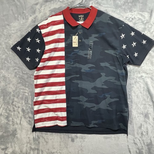 Red Head Patriotic Polo Shirt Men 3xl Flag USA Stars Stripes Short Slv ...