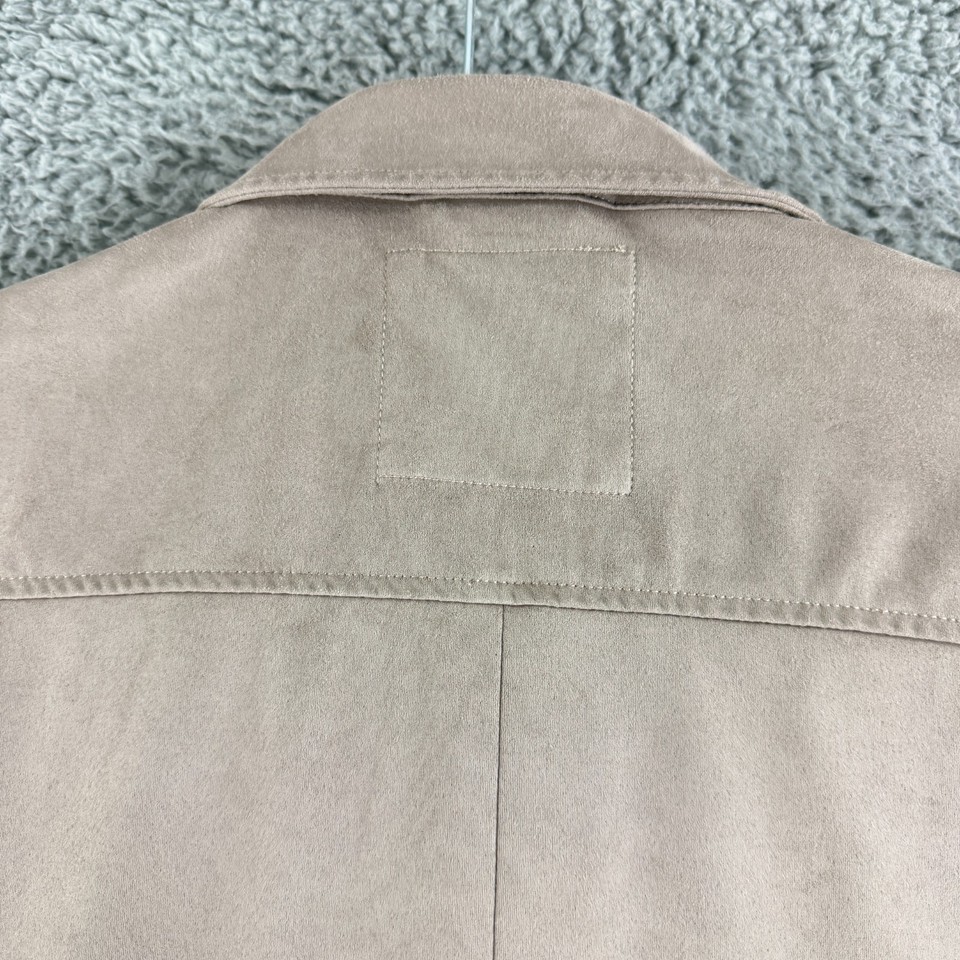 7 Diamonds Country Road Suede Shirt Jacket Mens Large Beige Long Sleeve ...