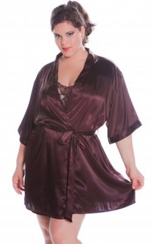 Plus size Lingerie Short Kimono Robe O/S Queen 4X - 6X Assorted Colors ...