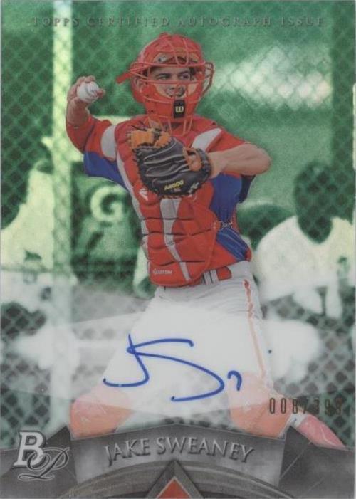 2014 Bowman Platinum - Autographed Prospects Jake Sweaney #AP-JS Green ...