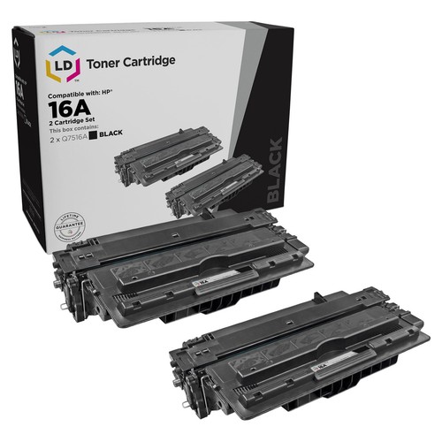 LD 2PK Reman Q7516A Black Toner Cartridge for HP 16A LaserJet 5200 ...