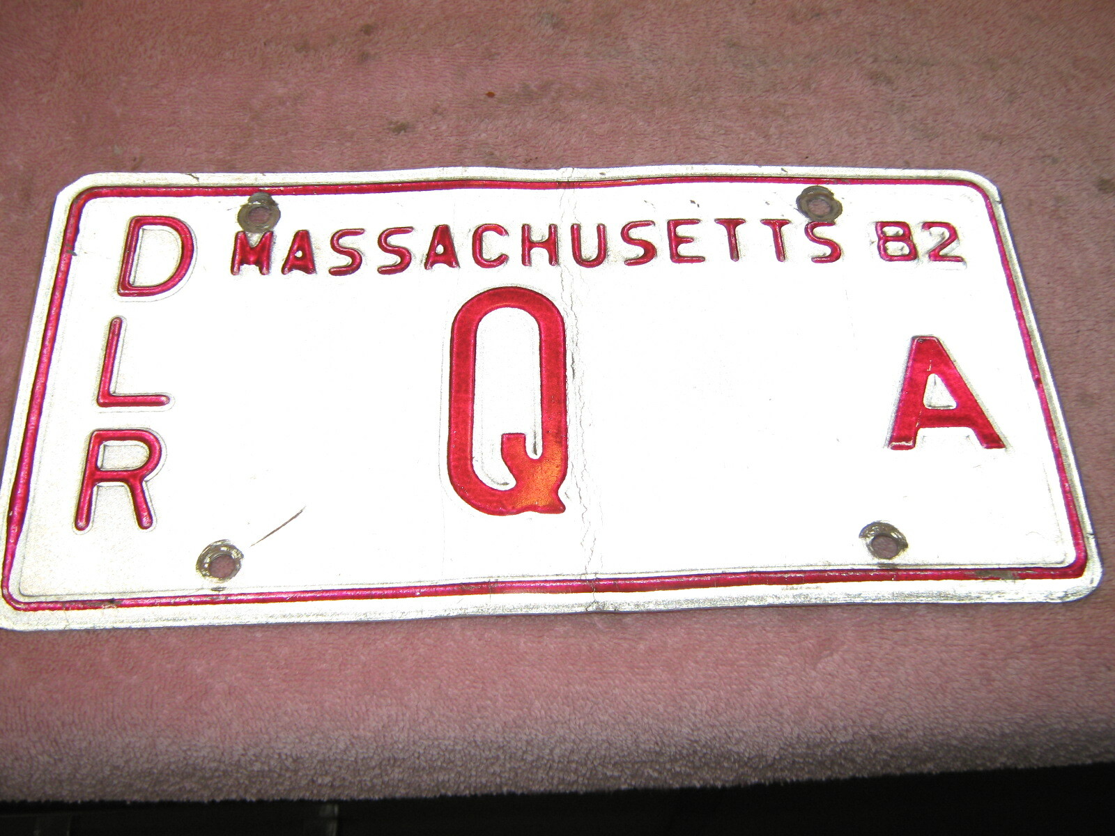 Massachusetts License Plate, DLR (Dealer), "Q" , "A", 82" | eBay