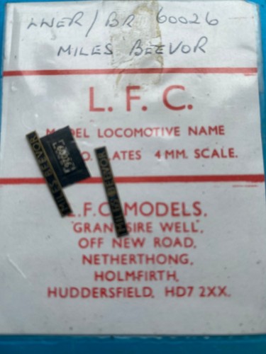 NEW LFC STEAM LOCO NAME PLATES For LNER BR GRESLEY CLASS A4 60026 MILES ...