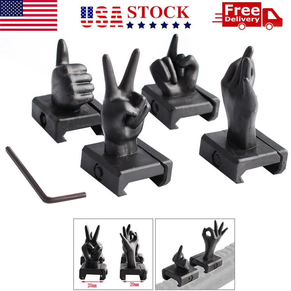 4X Novelty Gestures Rifle Front Rear Finger Sights For 20mm Picatinny ...