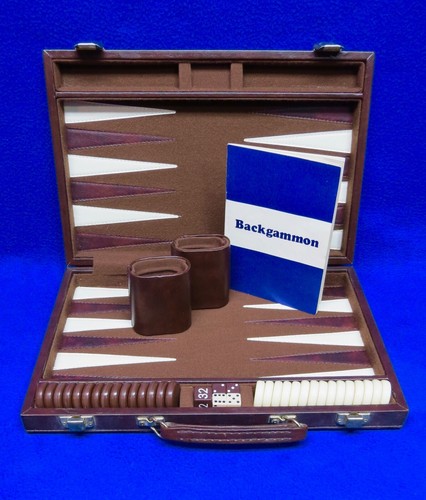 Classic Vintage Backgammon Set in Brown Faux Leather Briefcase | eBay