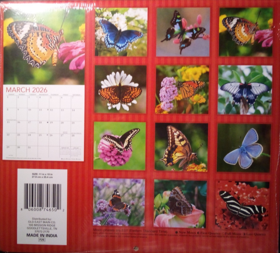 2026 BUTTERFLIES 16 MONTH WALL CALENDAR HOME OFFICE BUTTERFLY ORGANIZER ...