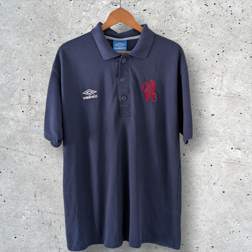 Chelsea FC Polo Shirt Vintage 90's Men's Size Large Dark Blue Cotton ...