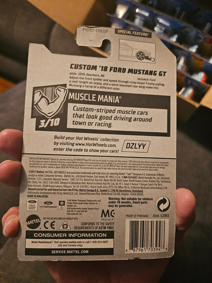 HOT WHEELS GULF CUSTOM '18 FORD MUSTANG GT WHITE & BLUE Livery Flip Lip ...