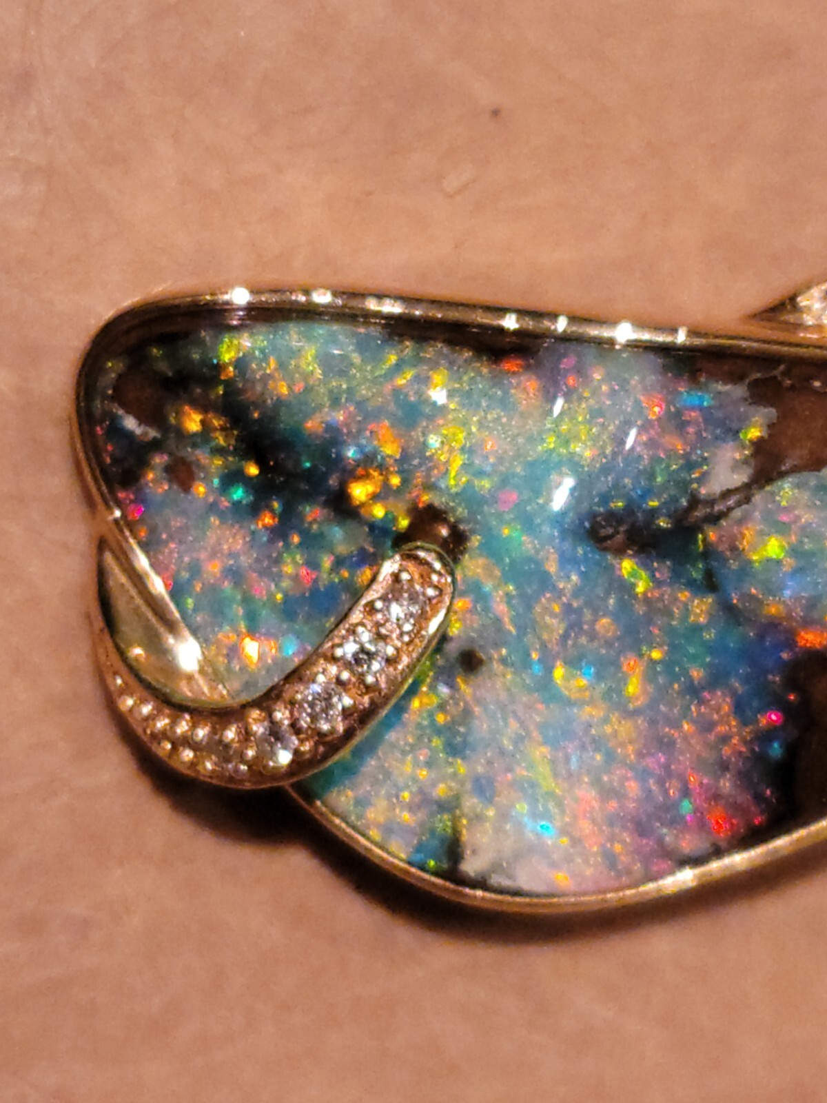 Australian Black Opal 14k Gold & Diamond Pendant IOG Idaho Opal & Gem ...
