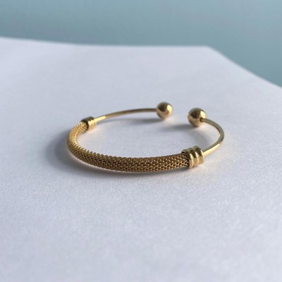 Gold Adjustable Bangle Bracelet, Gold Plated Bangle, Adjustable Simple ...