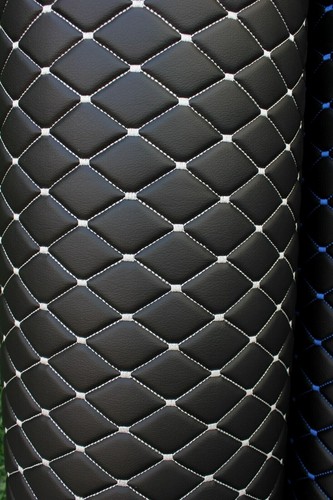 White Quilted Vinyl Grain Faux Leather Upholstery Fabric | 2"x3"-5x8cm ...