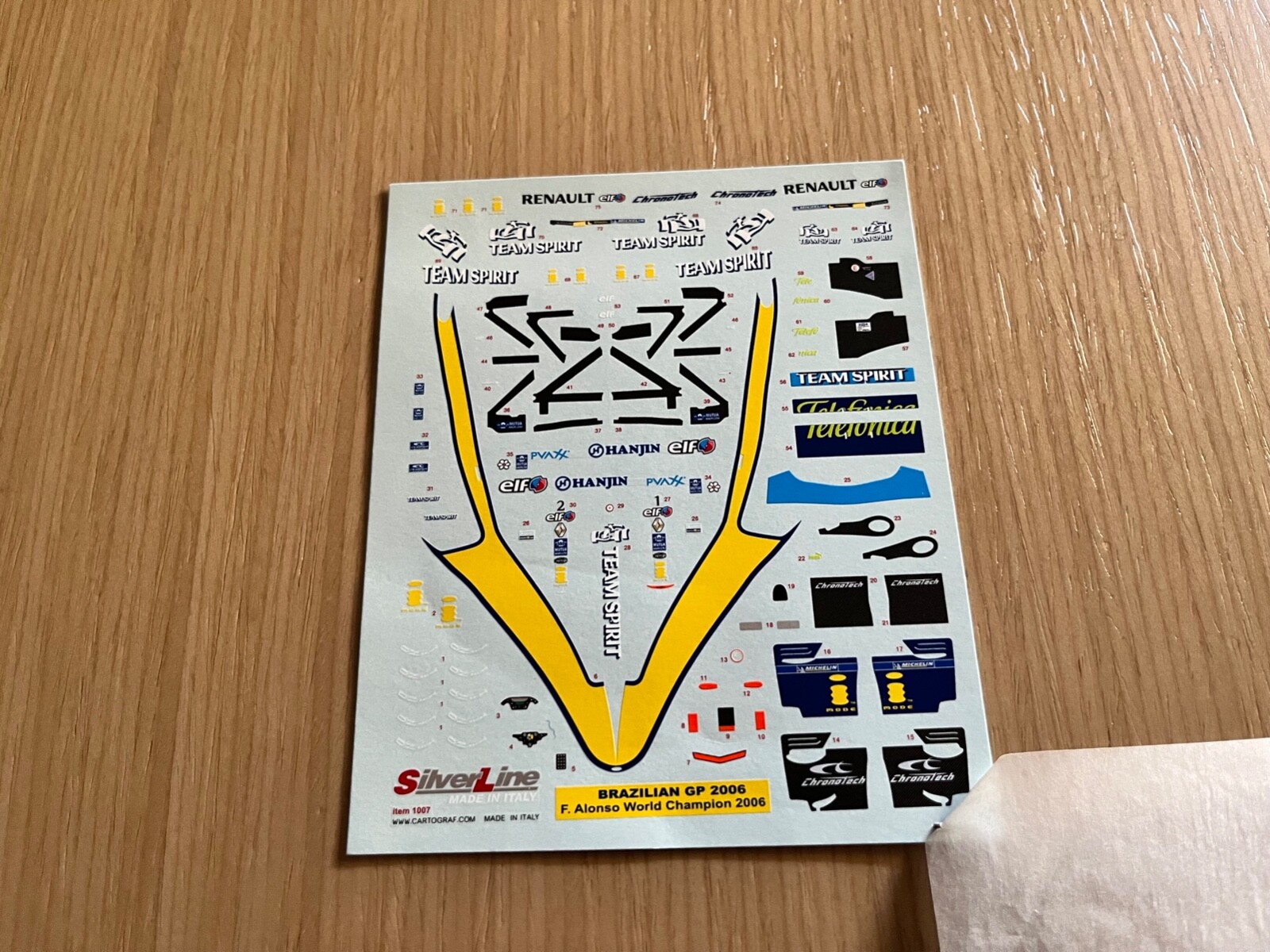 DECALS CALCAMONIA 1:43 BRAZILIAN GP 2006 F.ALONSO WORLD CHAMPION 2006 ...