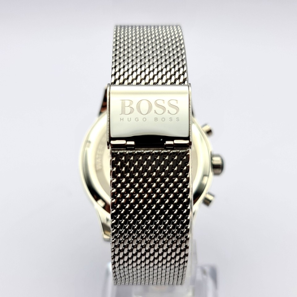 NEW BOSS HB1513440 MENS MESH GREY DIAL JET FASHION CHRONOGRAPH WATCH UK ...