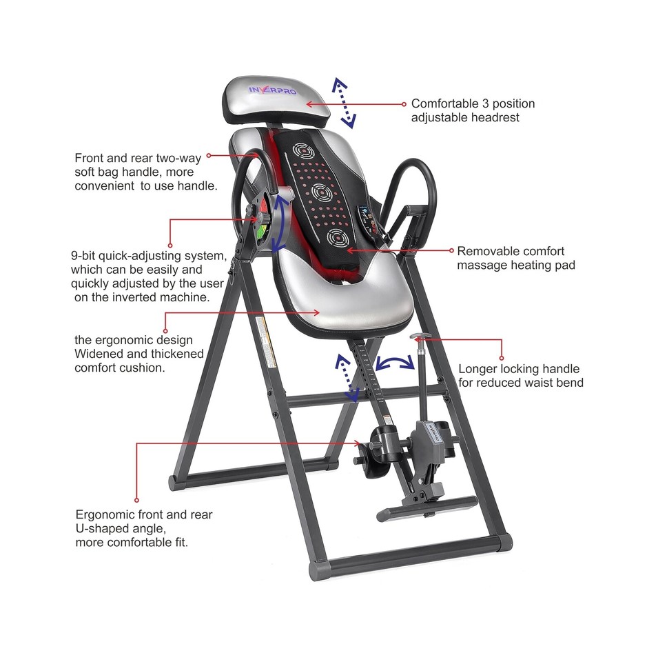 Advanced Heat and Massage Heavy Duty Deluxe Inversion Table,320 lb ...