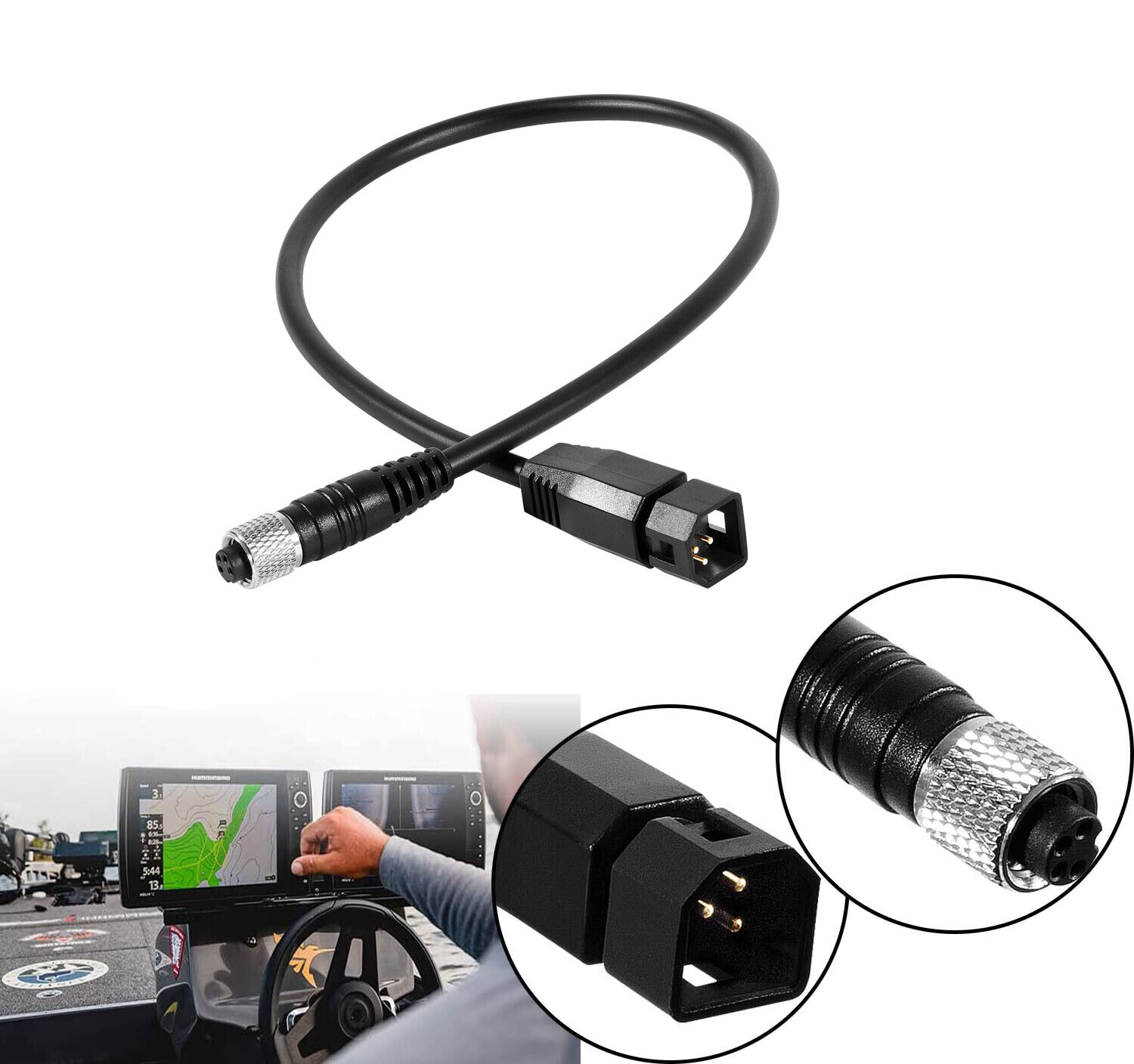 For Minn Kota MKR-US2-8 Humminbird 7-Pin US2 Transducer Adapter Cable ...