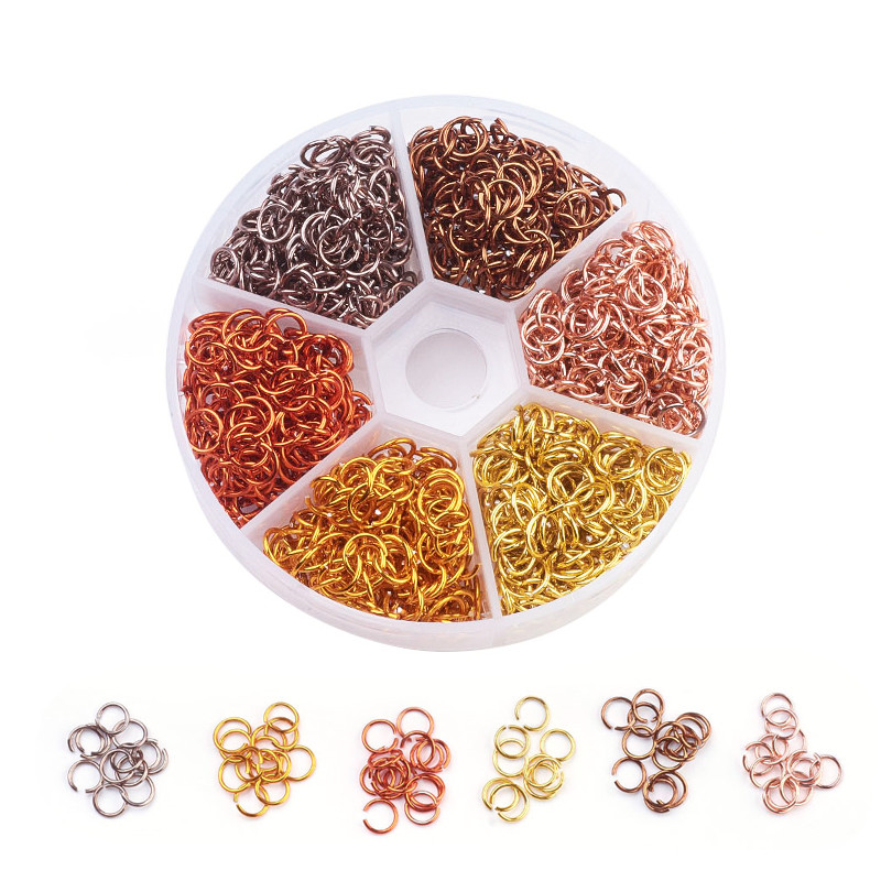 1080pc/Box Aluminum Open Jump Rings 6-Color Kit Unsoldered Loop ...