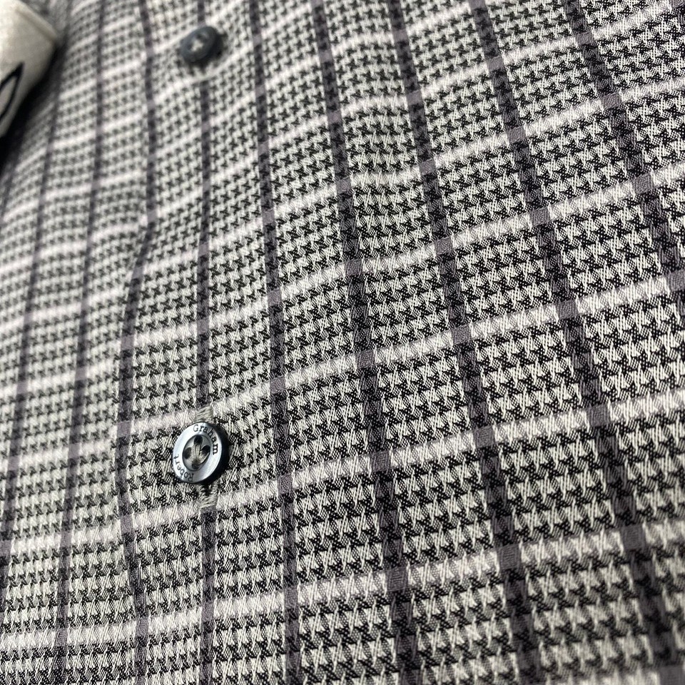 Robert Graham Large Gray Houndstooth Pattern L/S Flip Cuff Button Up ...