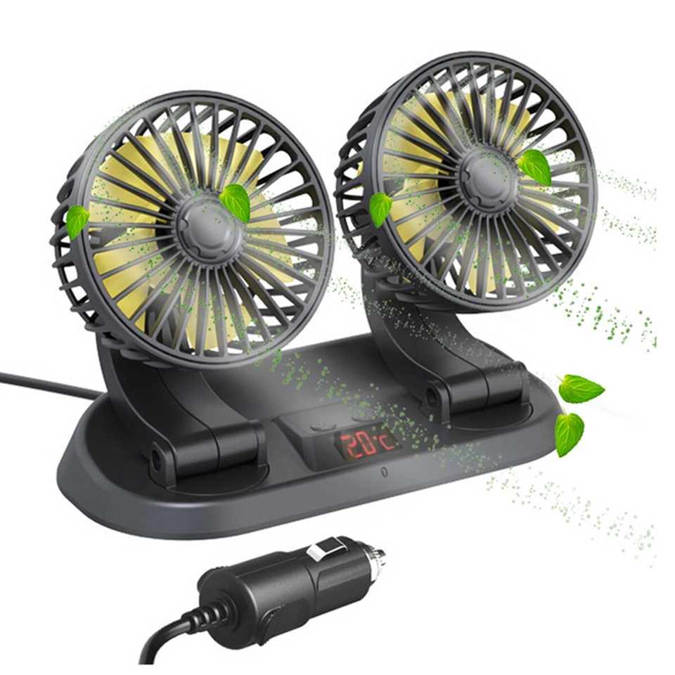 Dual Head Fan Car Cooling Dashboard Ventilation Air Fan 3 Speeds ...