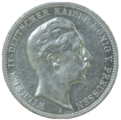 1910 WILHELM II GERMAN 3 MARK SILVER LARGE COIN 17.8GR 33MM - GREAT MS ...