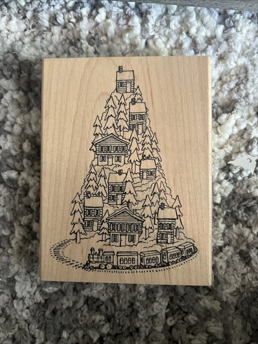 Stampendous Hill Top Train Rubber Stamp R276 Christmas Tree | eBay