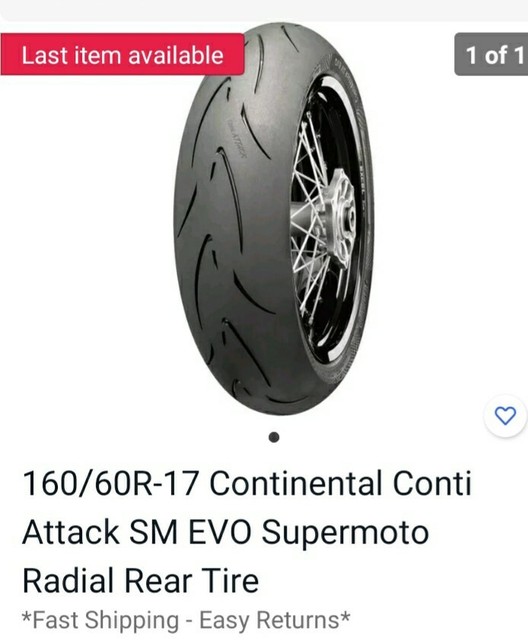 Continental - 02445770000 - Conti Attack SM EVO Rear Tire, 160/60R17 ...