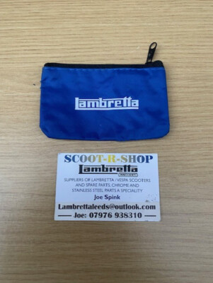 LAMBRETTA KEY POUCH - ZIPPER TYPE - KEY RING. BLUE WITH WHITE LAMBRETTA ...