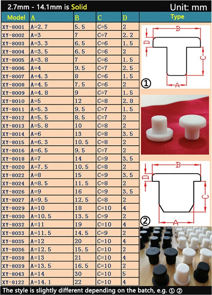 Round Solid/With Hole Silicone Seal Hole Plugs Blanking End Caps Red ...