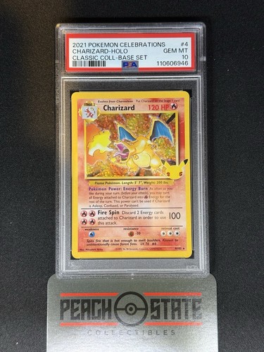 PSA 10 Charizard Celebrations Classic Collection Holo Base Set Pokémon ...