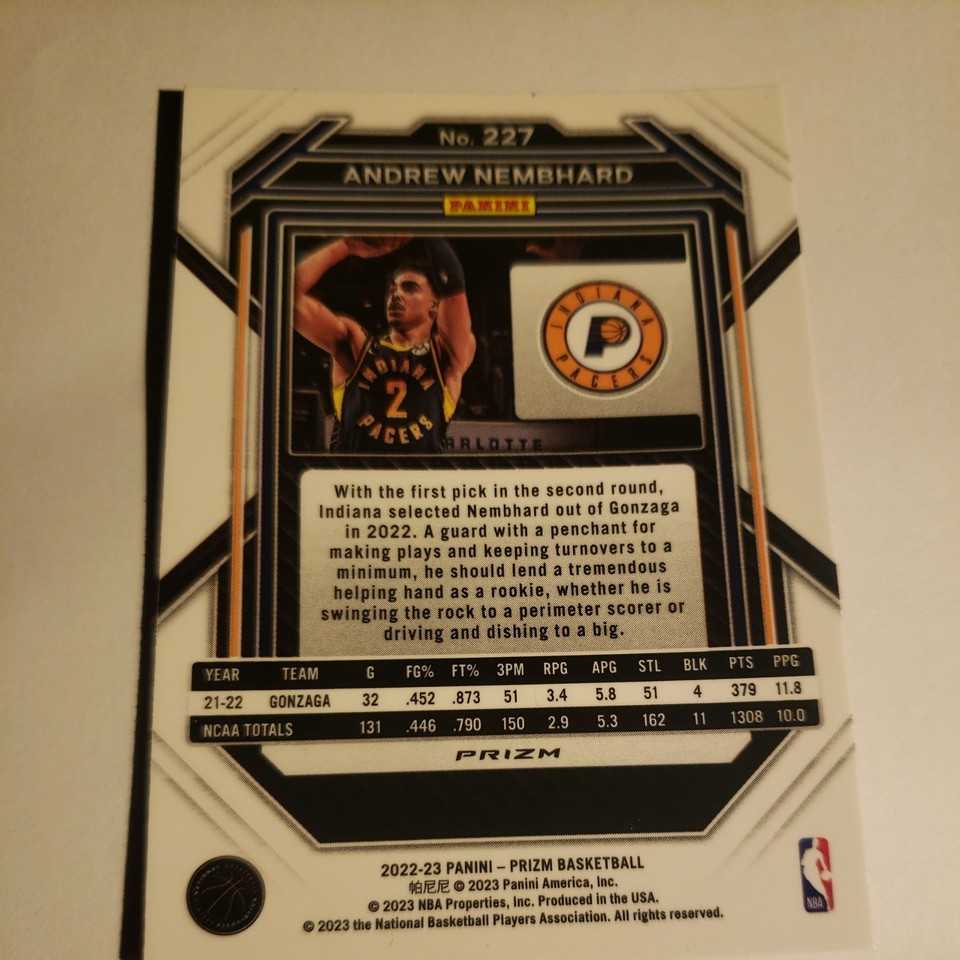 2022-23 Panini Prizm - Andrew Nembhard #227 Red Ice Prizm (RC) | eBay