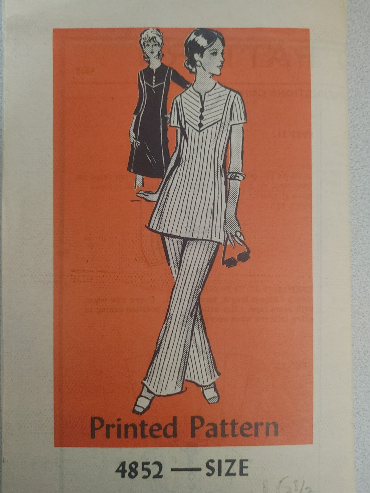 Vintage 1960s Anne Adams Sewing Pattern 4852 Dress Tunic Pants Size 16. ...