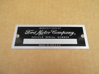 FORD SERIAL NUMBER PLATE MODEL A T DATA TAG 1-1/4"x3-1/2" VEHICLE ID W ...