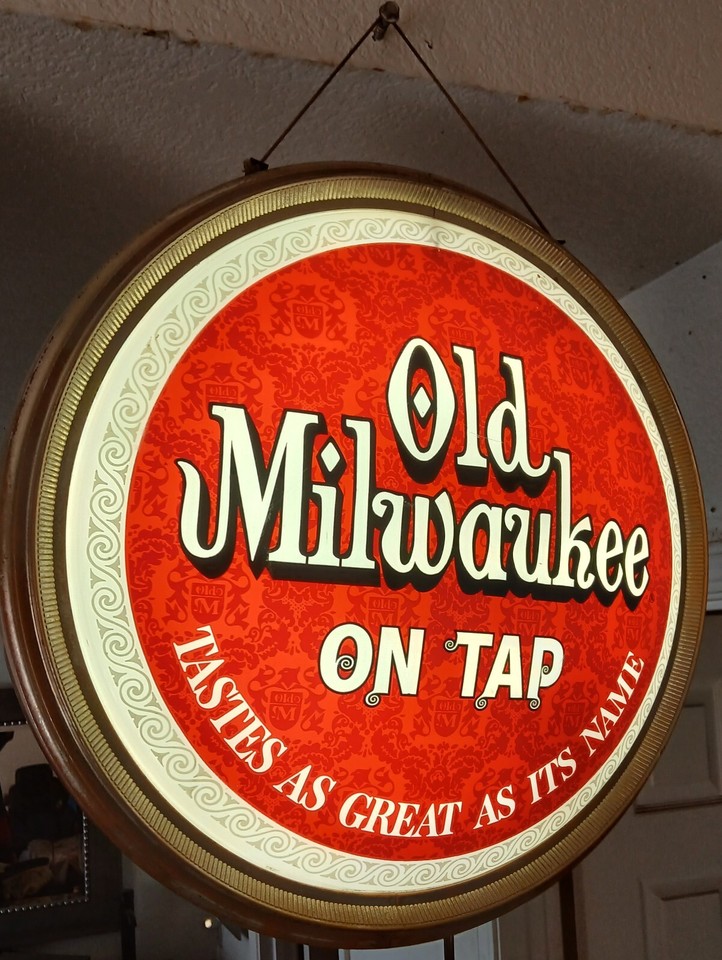 Vintage 21" Old Milwaukee Beer Light Sign Double Side Bar Brewery ...